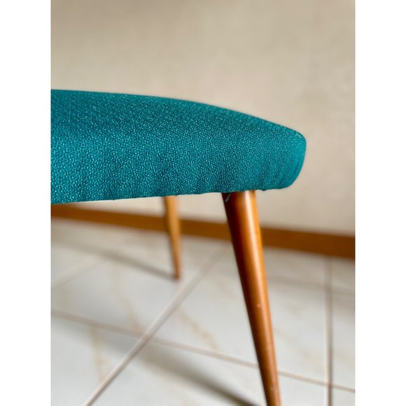 Vintage | Accents | Mcm Stool Footstool Teak Teal Fabric Sputnik Legs ...